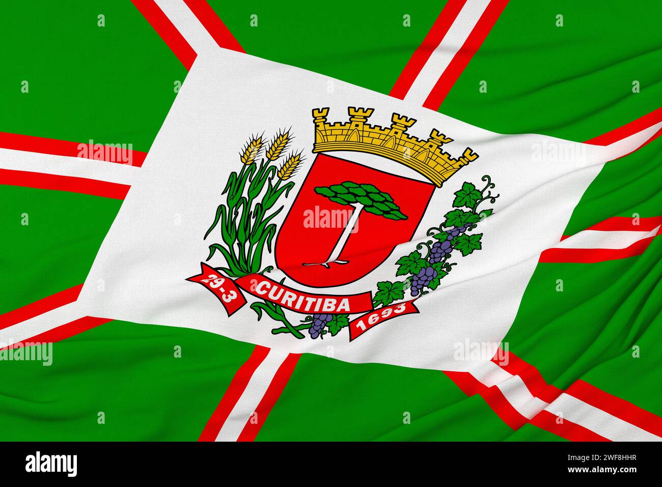 The flag of the city of Curitiba, Paraná, Brazil - 3D illustration ...