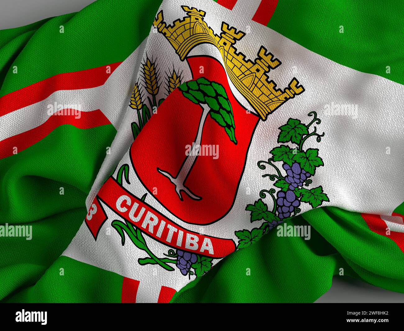The flag of the city of Curitiba, Paraná, Brazil - 3D illustration ...
