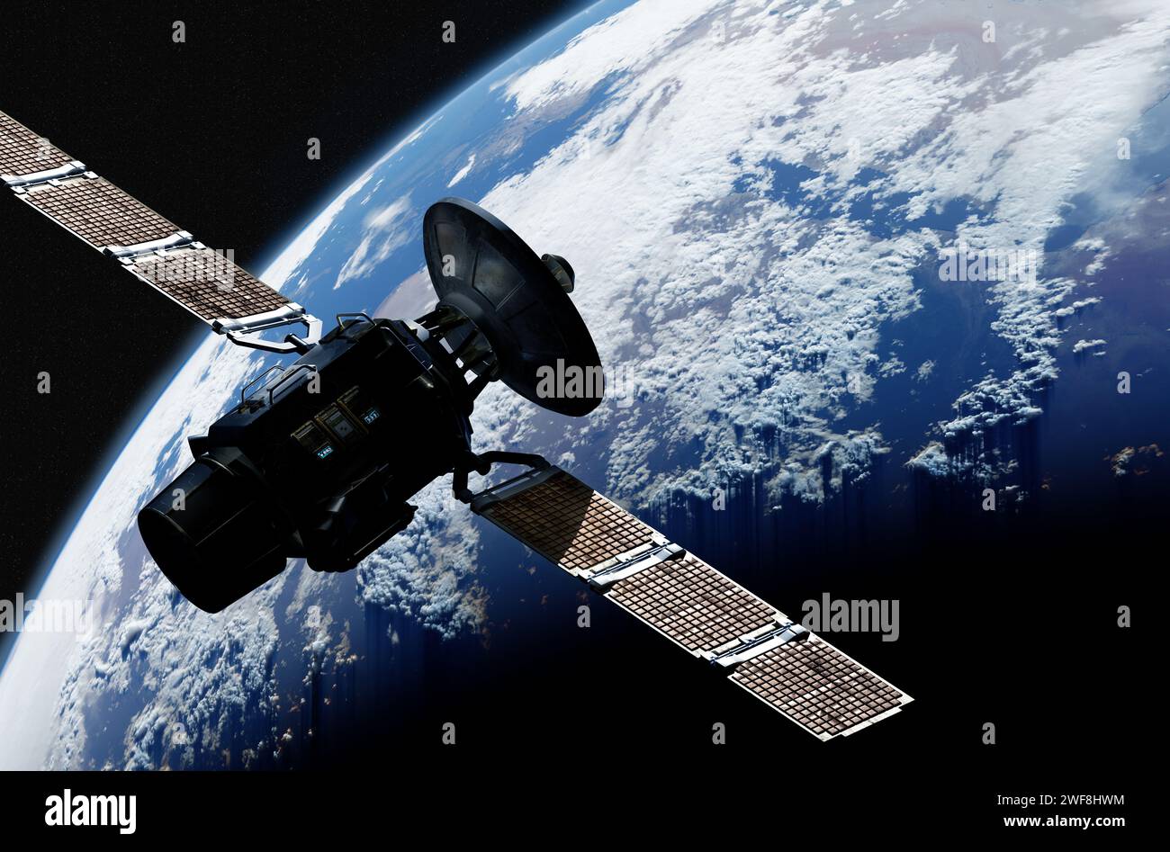 Satellite in Space, and earth,3D illustration. Elements of this image ...