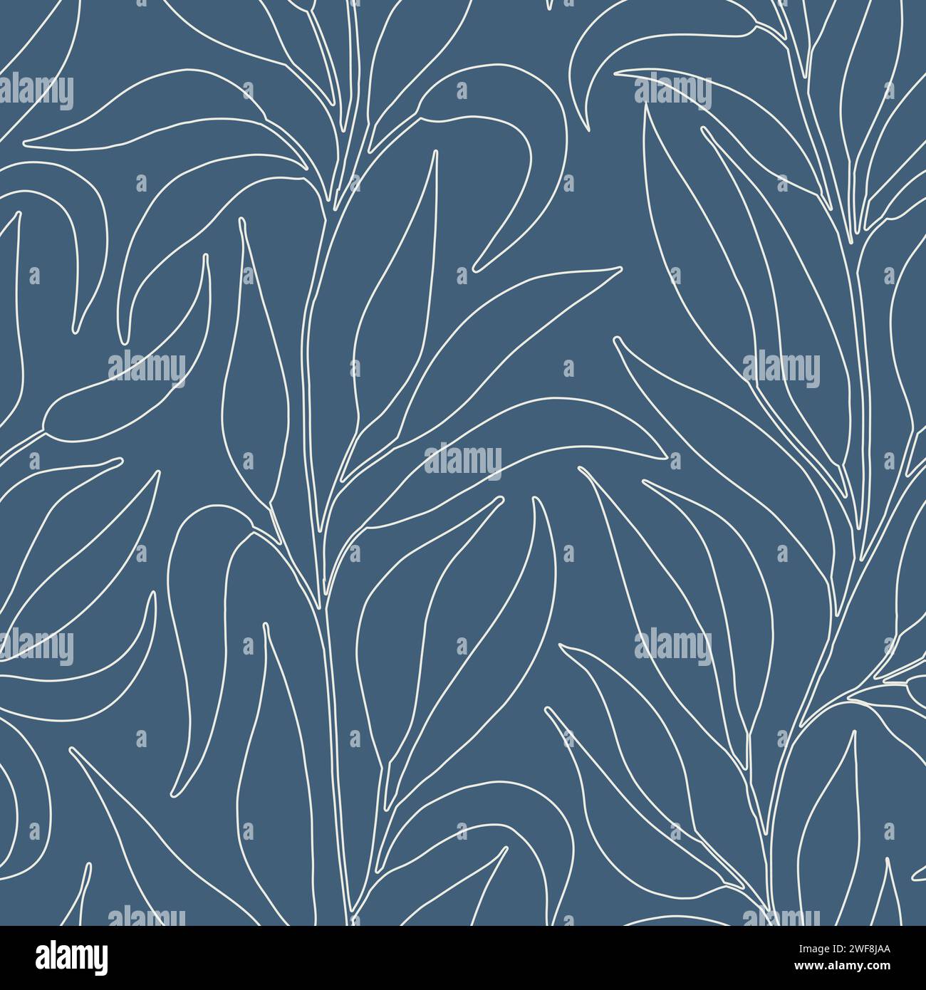 Line art trailing foliage seamless vector pattern, great for textile ...