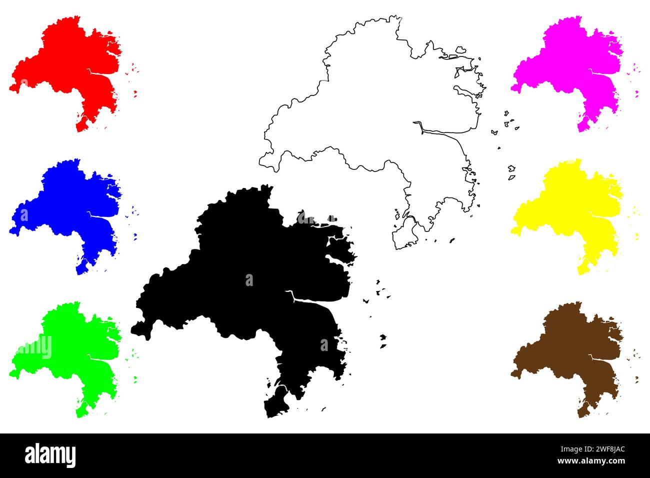 Taizhou city (People's Republic of China, PRC) map vector illustration ...