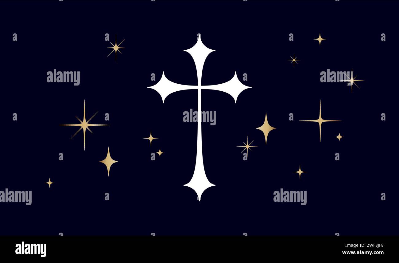 Christian religious cross. Symbol religion cross on dark background ...
