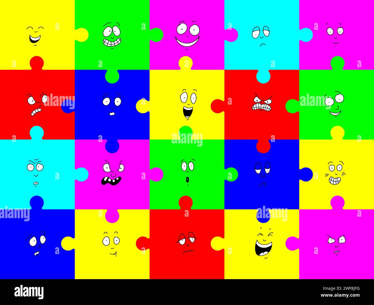 Diverse faces expressing emotions and feelings. Colorful set of modern ...