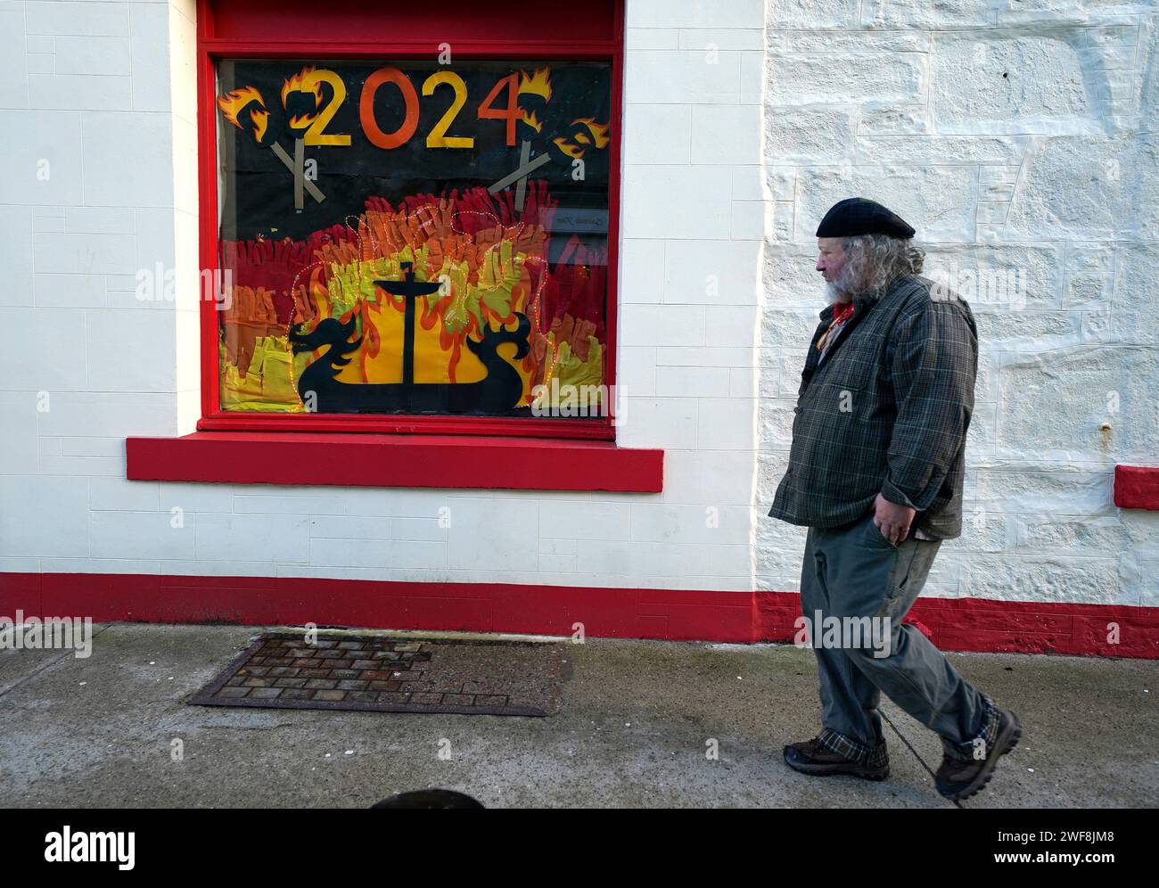 Window displays in Lerwick town centre ahead of Up Helly Aa which takes ...