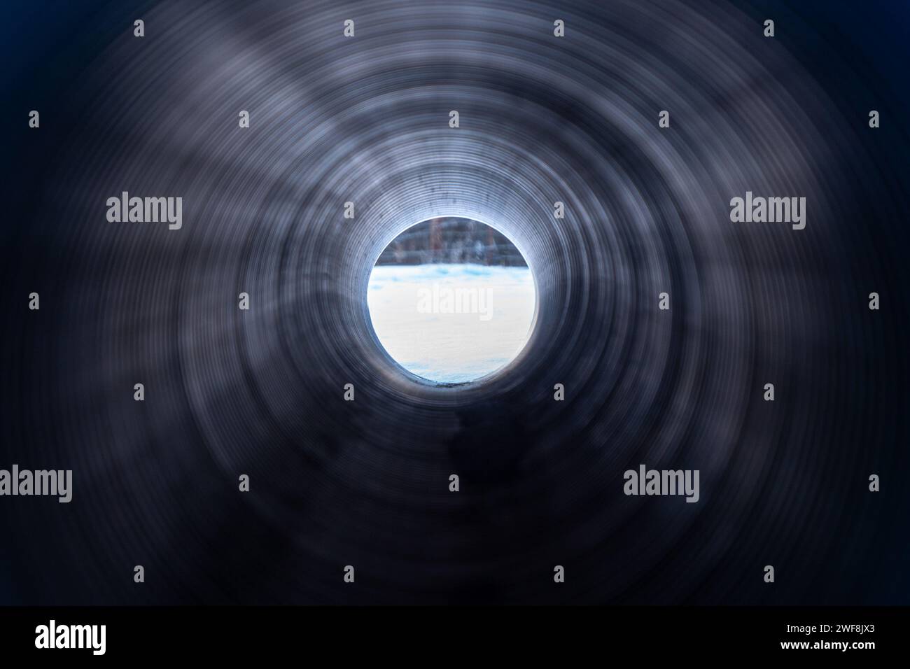Corrugated plastic drain pipe shot from inside Stock Photo - Alamy