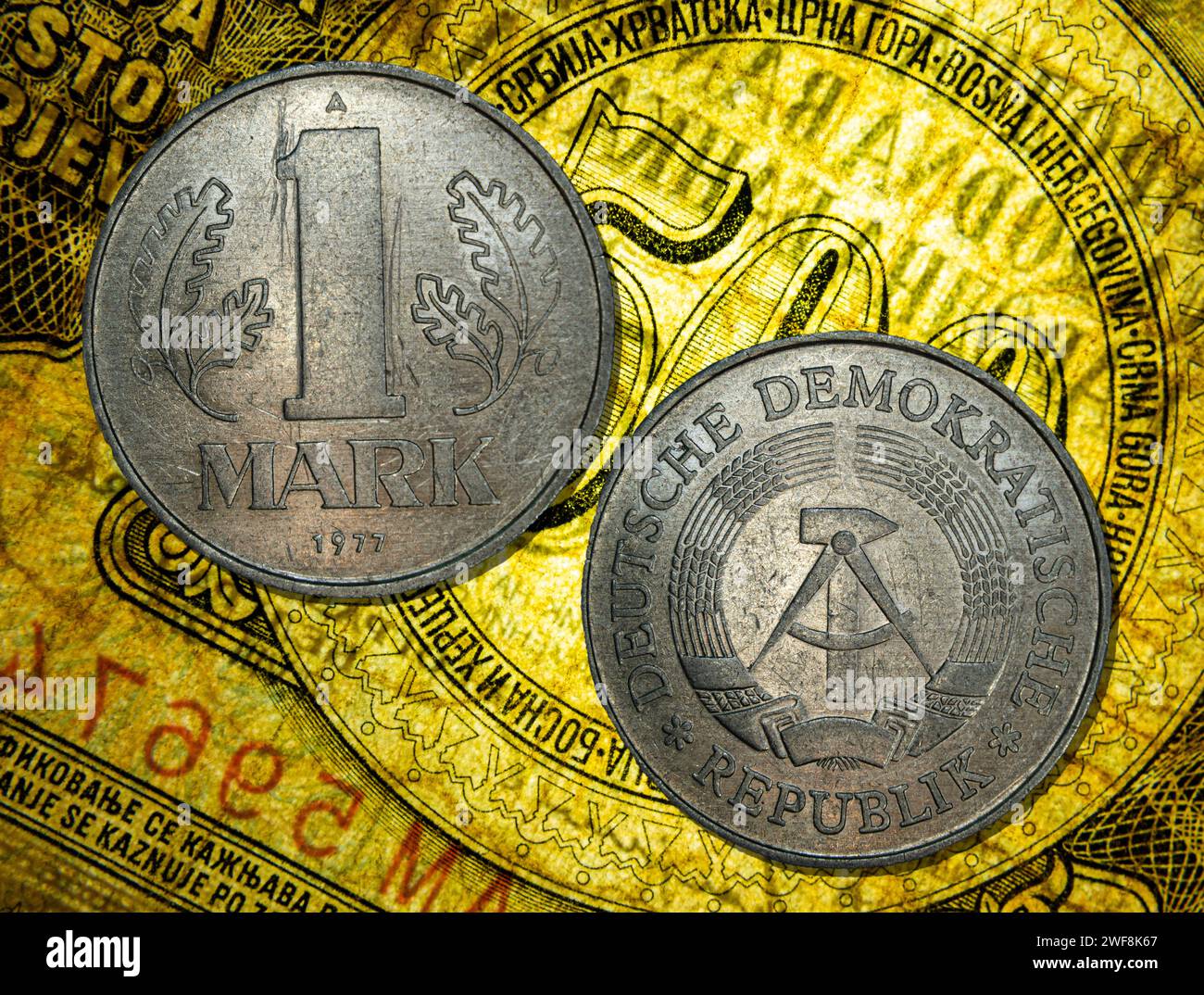 Two East germany mark coin, DDR Stock Photo - Alamy