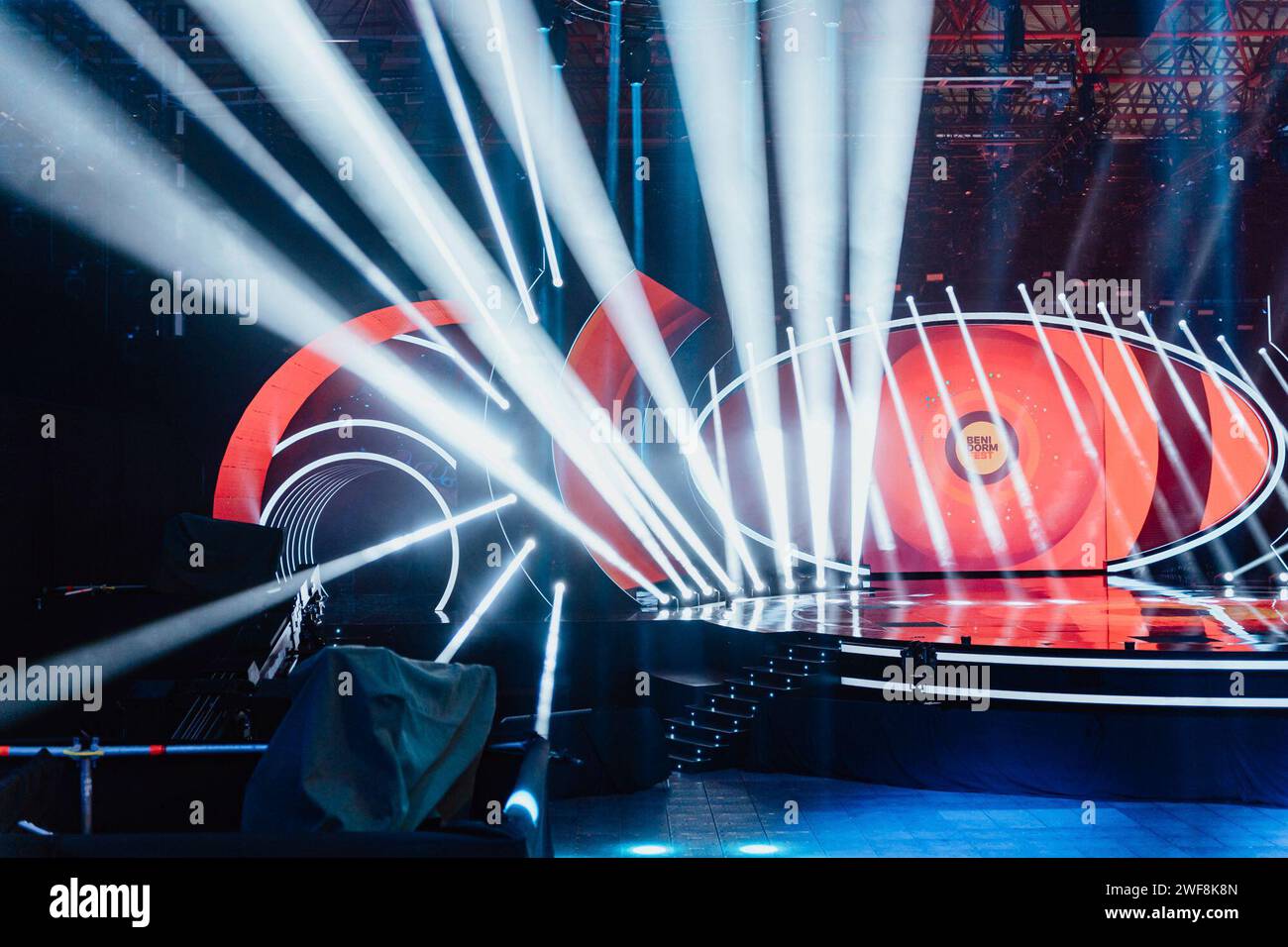 Lighting and stage during the visit to the set of Benidorm Fest 2024 ...