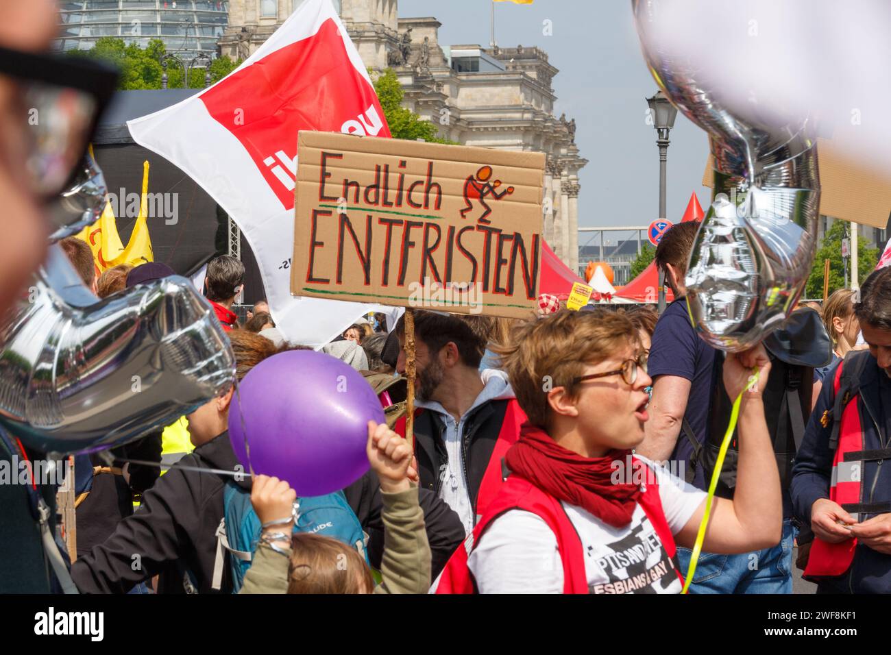 May Day peaceful Workers' protests in Berlin Stock Photo - Alamy