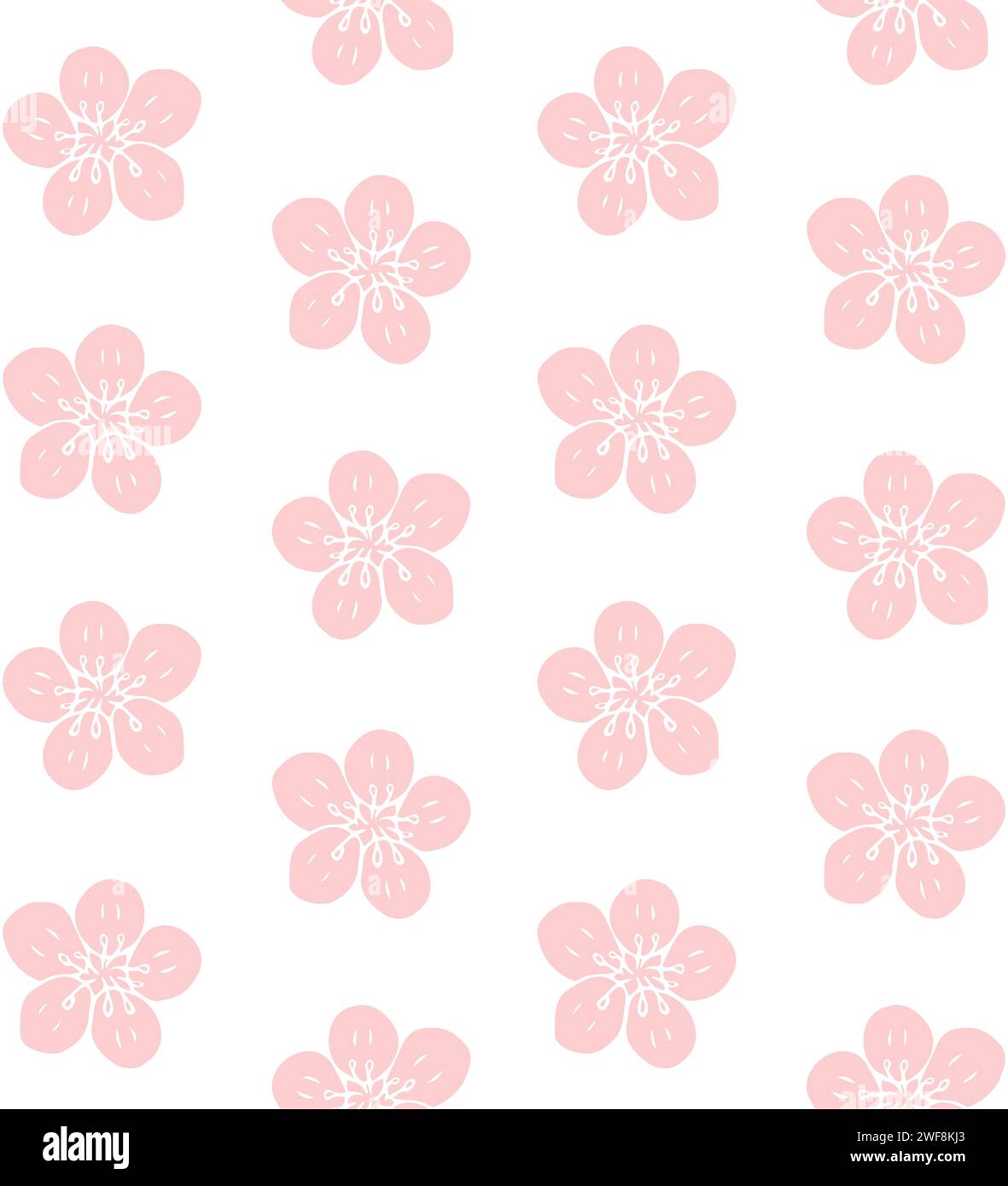 Vector seamless pattern of hand drawn doodle sketch pink sakura flower ...