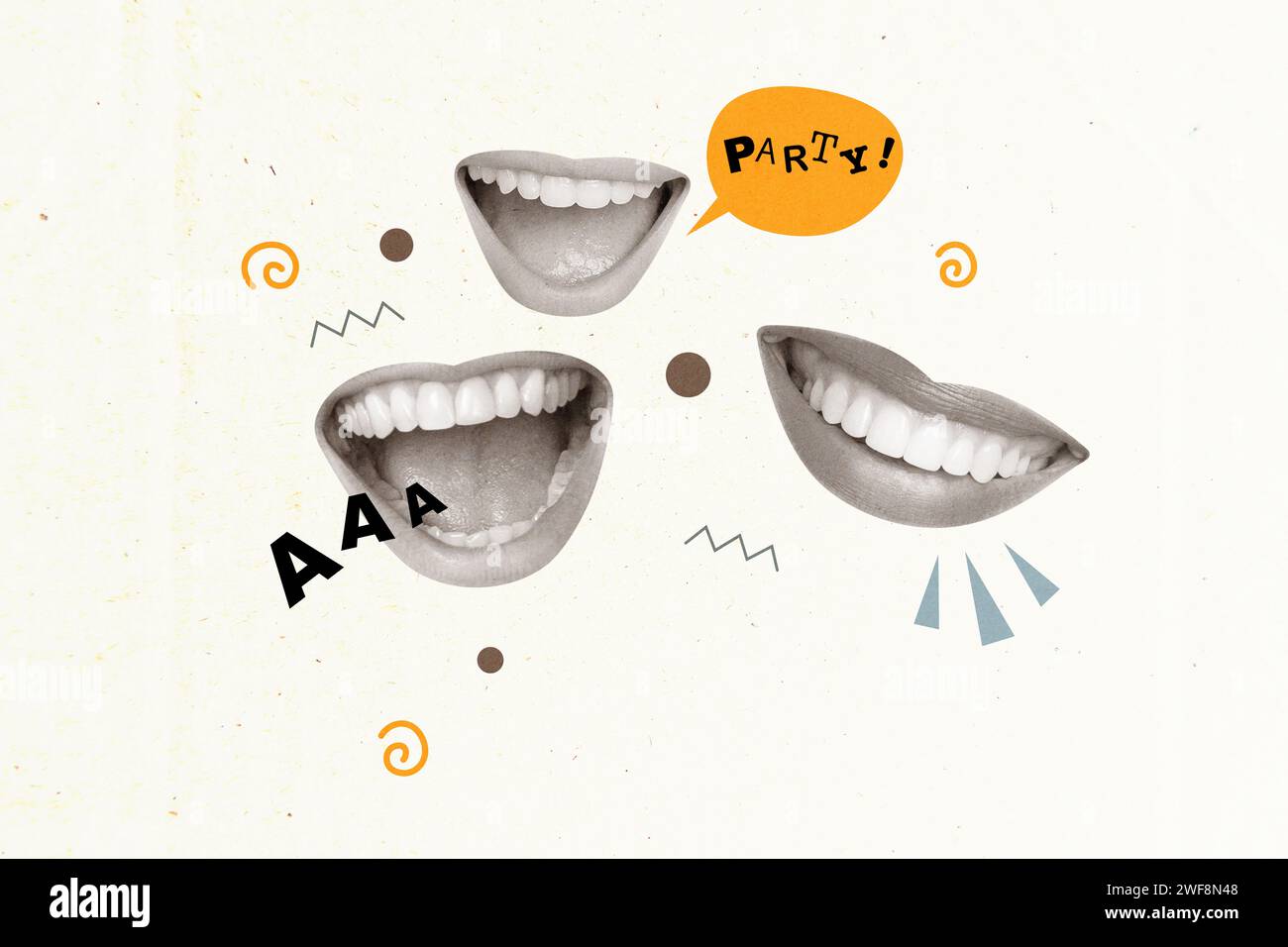 Creative collage picture illustration monochrome effect excited happy ...