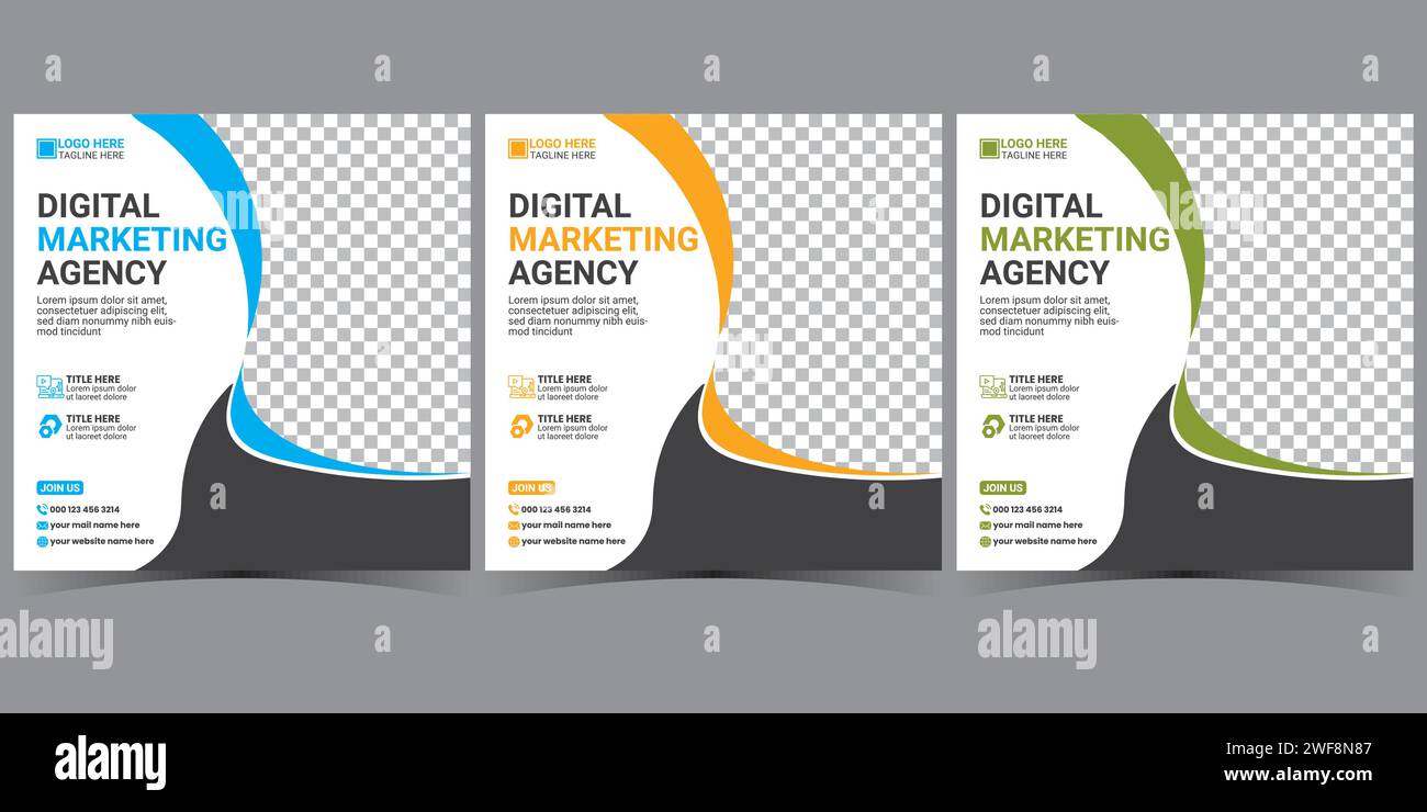 business social media post. set of square banner template. color ...