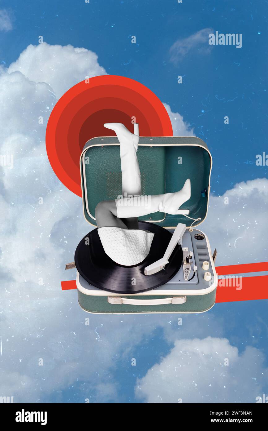 Vertical collage creative poster illustration caricature human legs ...