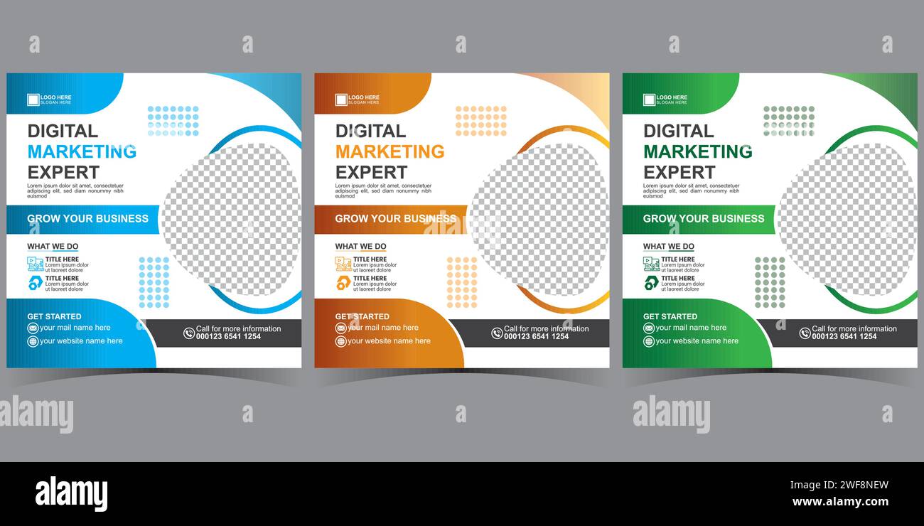 business social media post. set of square banner template. color ...