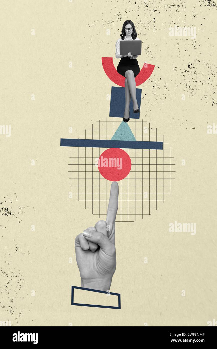 Sketch image of successful professional woman working business tasks ...