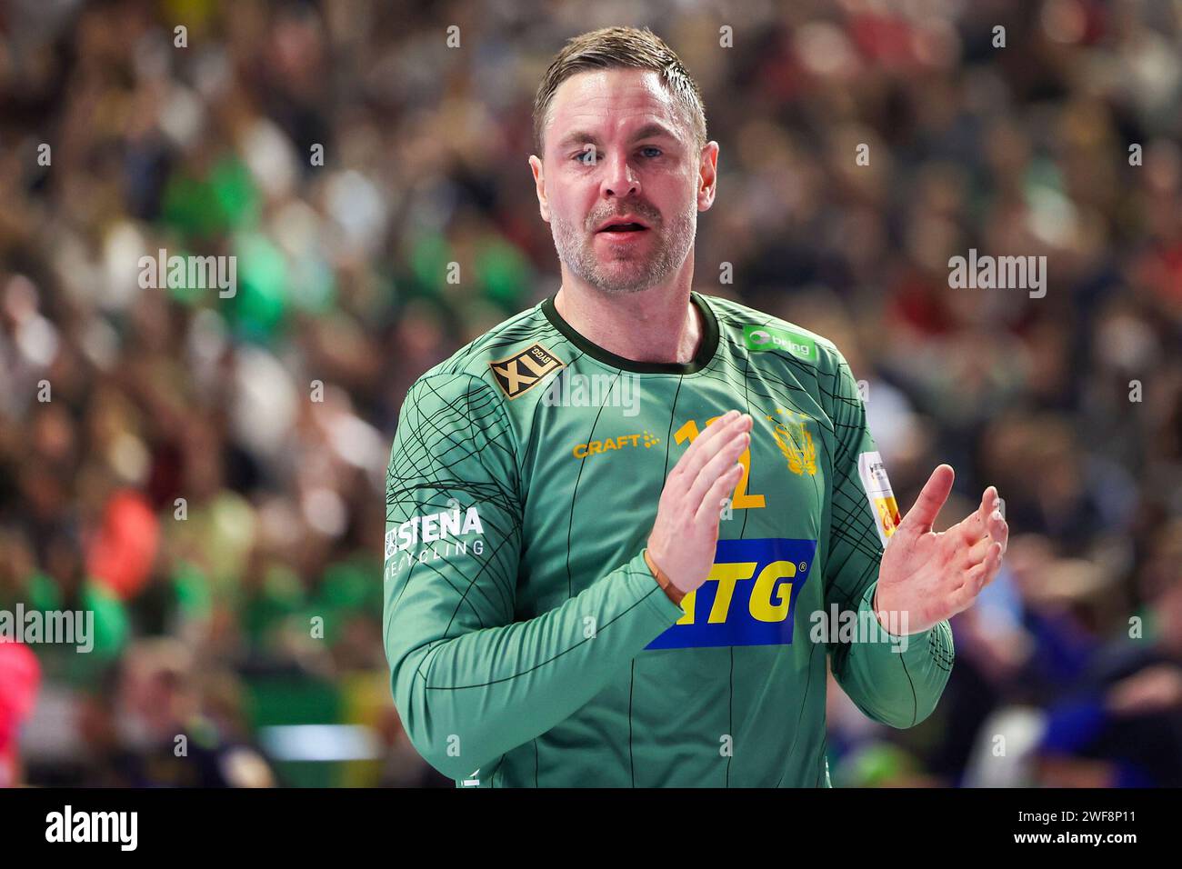 COLOGNE, GERMANY - JANUARY 28 Lanxess Arena, Men's EHF Euro 2024 ...