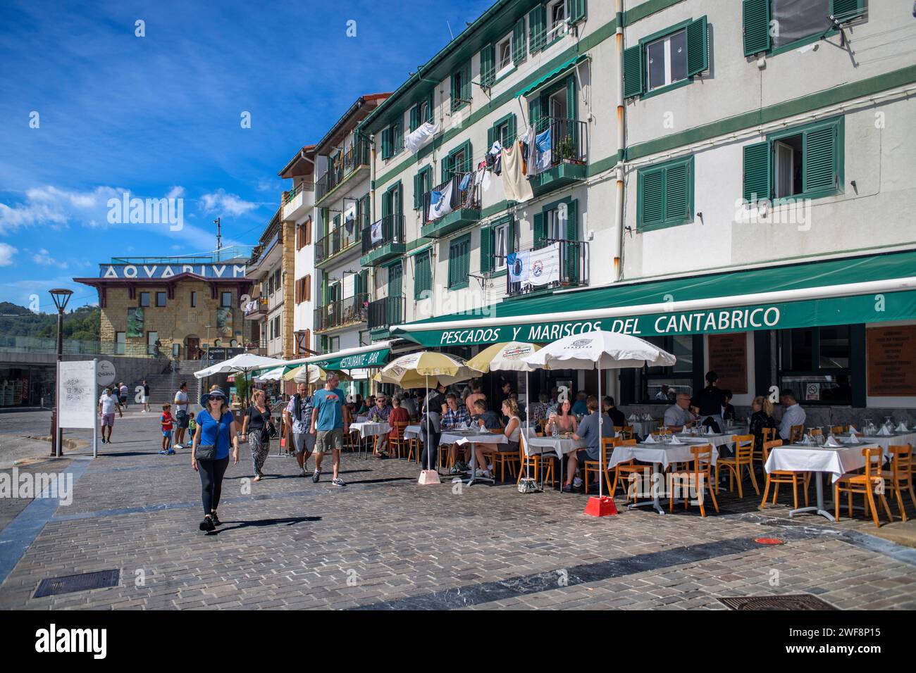 San Sebastian fishing port area and tapas restaurant. Historic centre ...