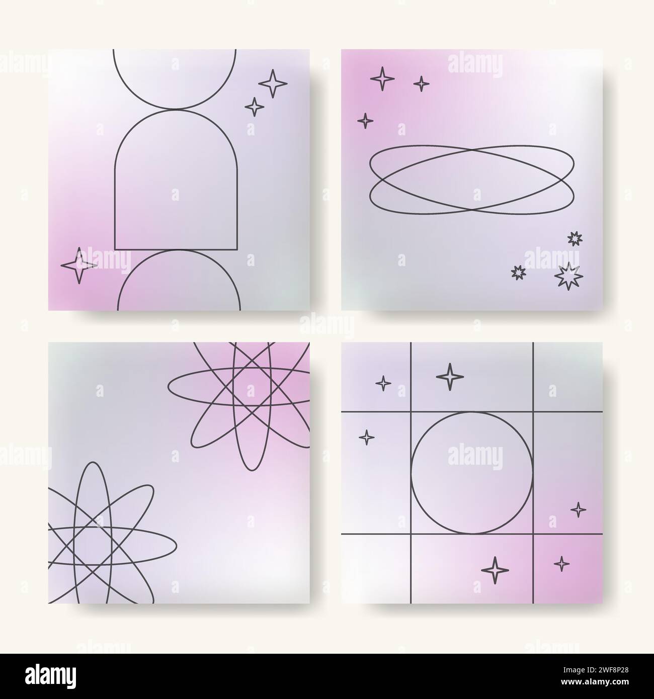 Set futuristic backgrounds with mesh gradient backgrounds, wireframe ...