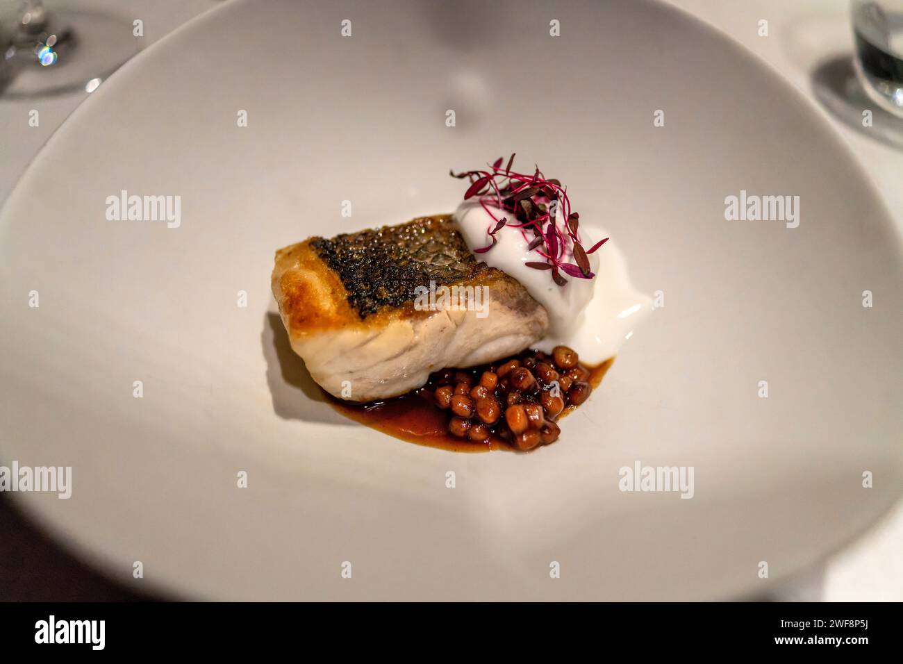 Sea bass, squid and daikon in the Sukaldean Restaurant of Aitor ...