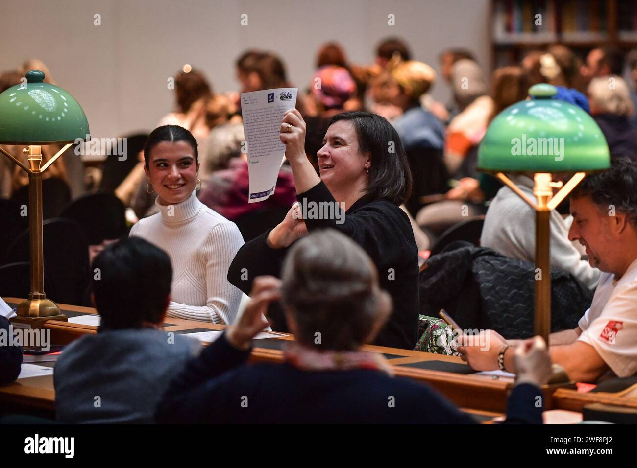 Paris, France. 29th Jan, 2024. Participants attend the Grand Dictation ...