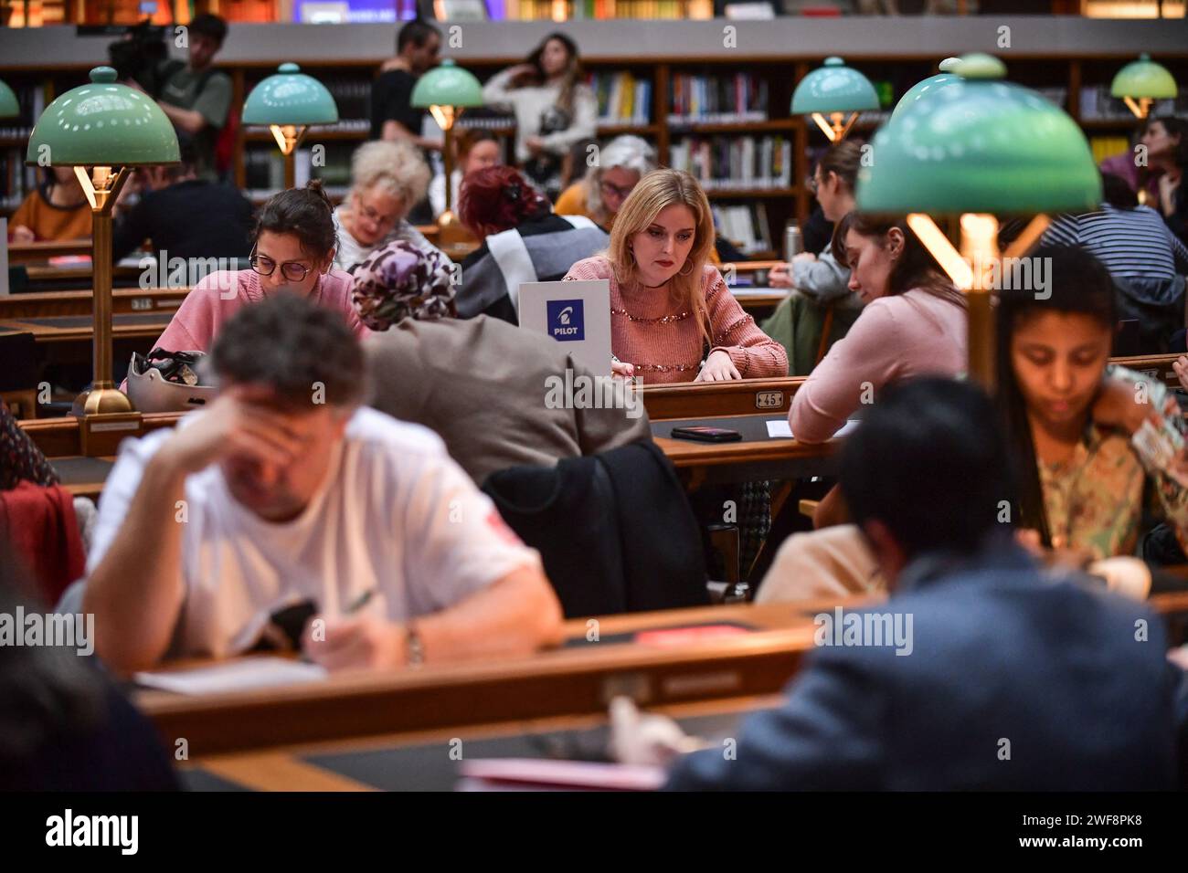 Paris, France. 29th Jan, 2024. Participants attend the Grand Dictation ...