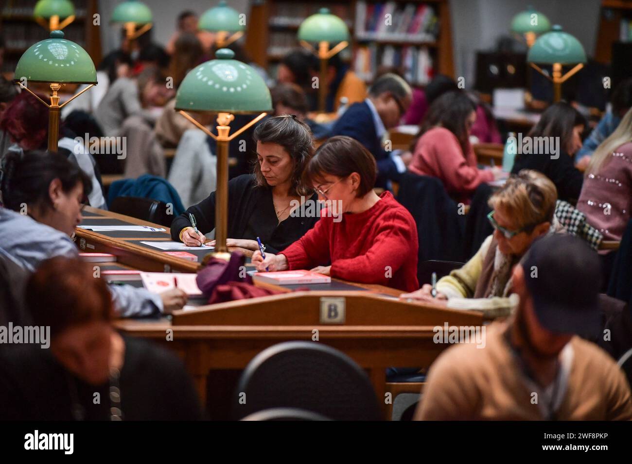 Paris, France. 29th Jan, 2024. Participants attend the Grand Dictation ...