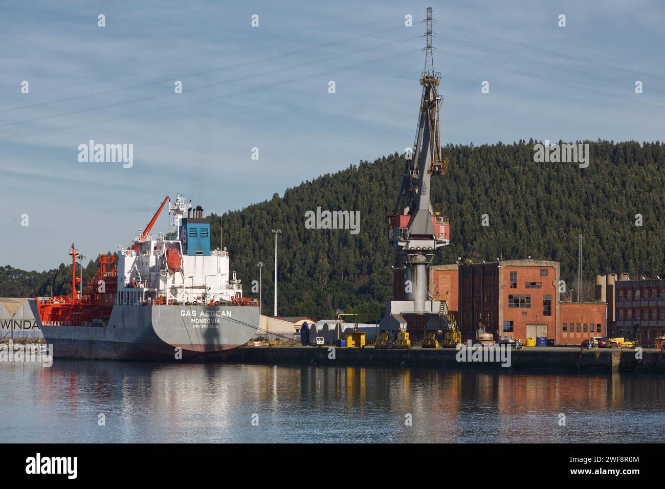 Aviles, Asturias, Spain. The port of Avilés is located on both banks of ...