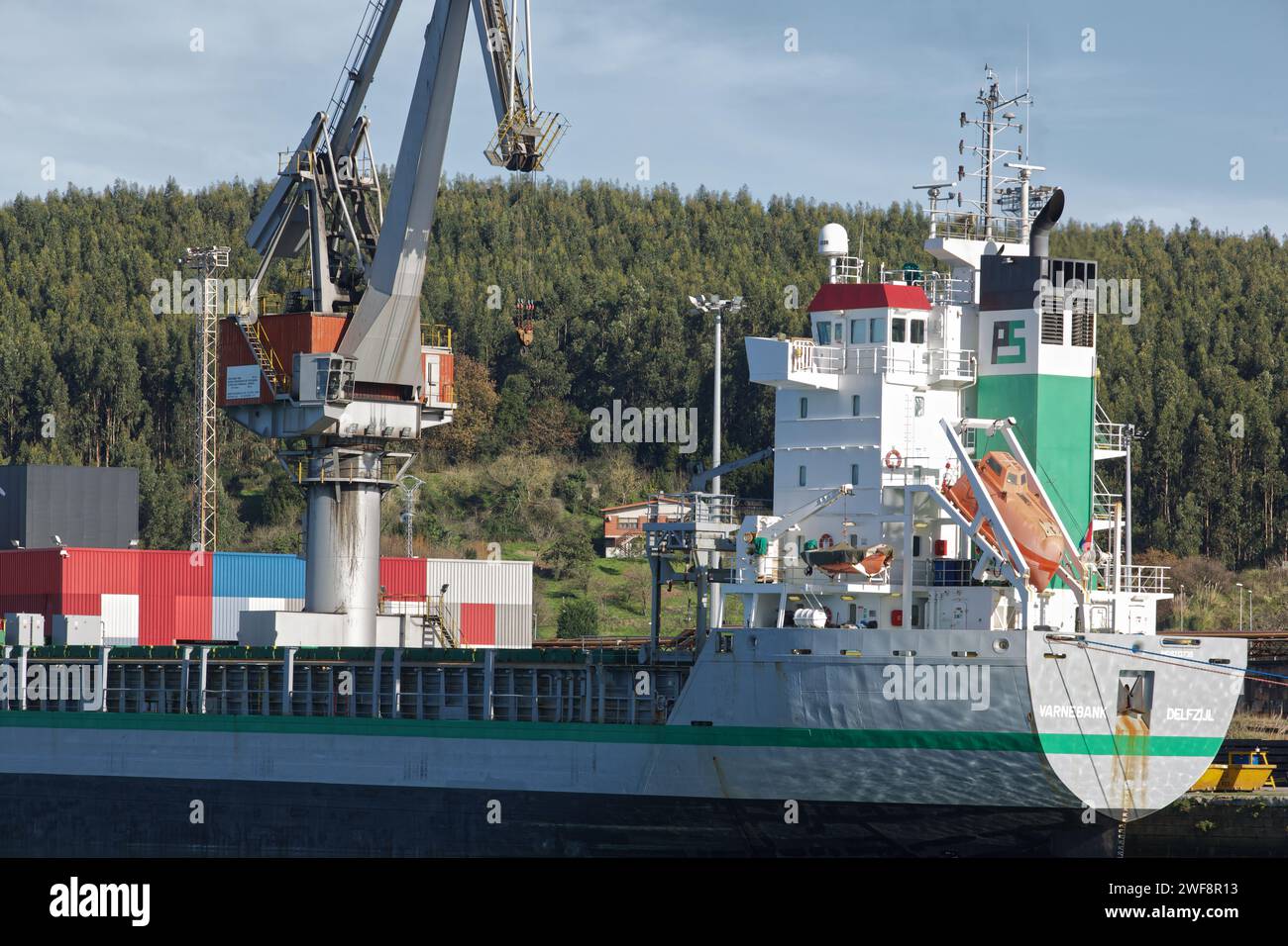 Aviles, Asturias, Spain. The port of Avilés is located on both banks of ...
