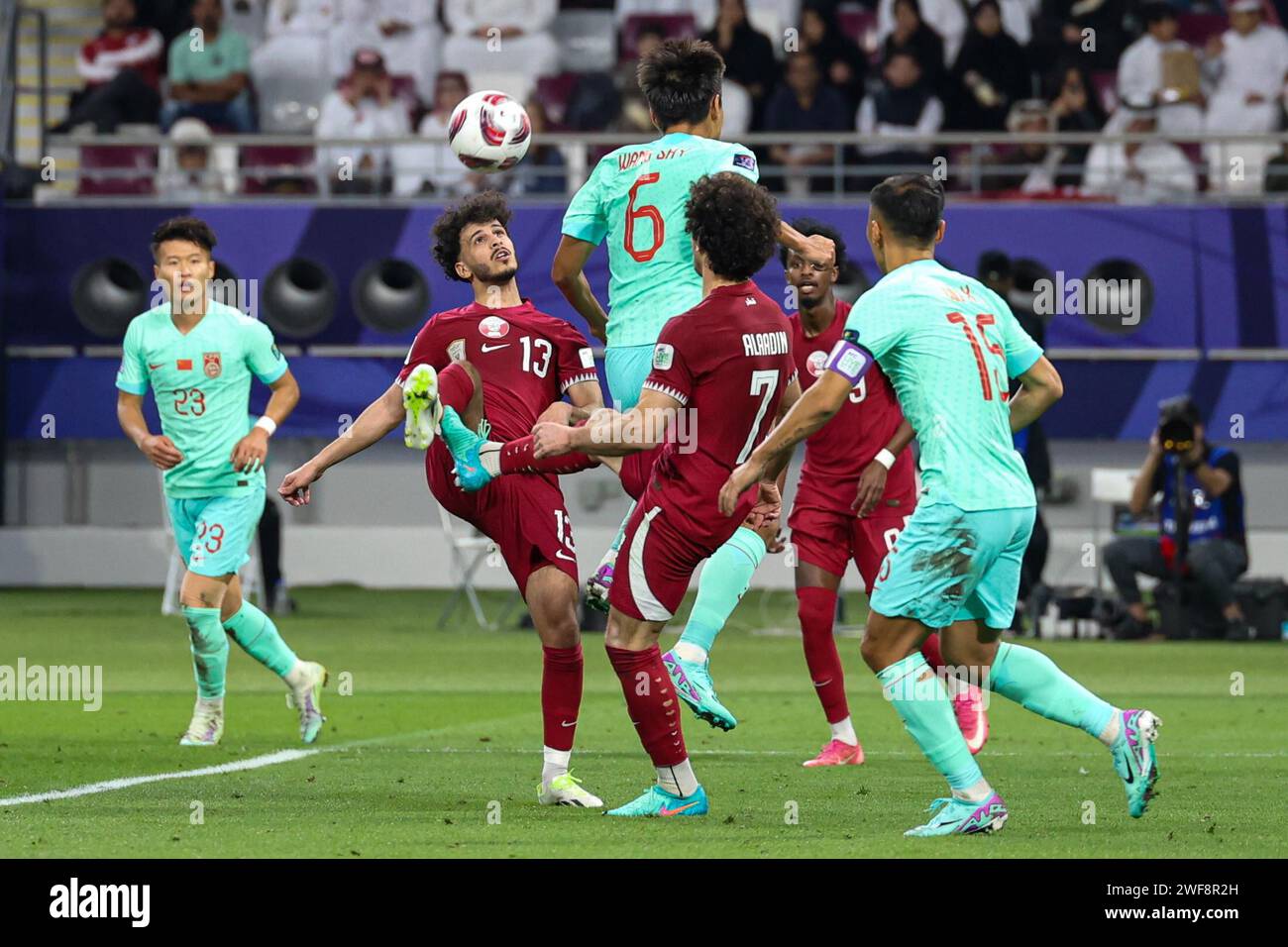 Doha, Qatar. 22nd Jan, 2024. Shangyuan Wang of China and Khaled Muneer ...