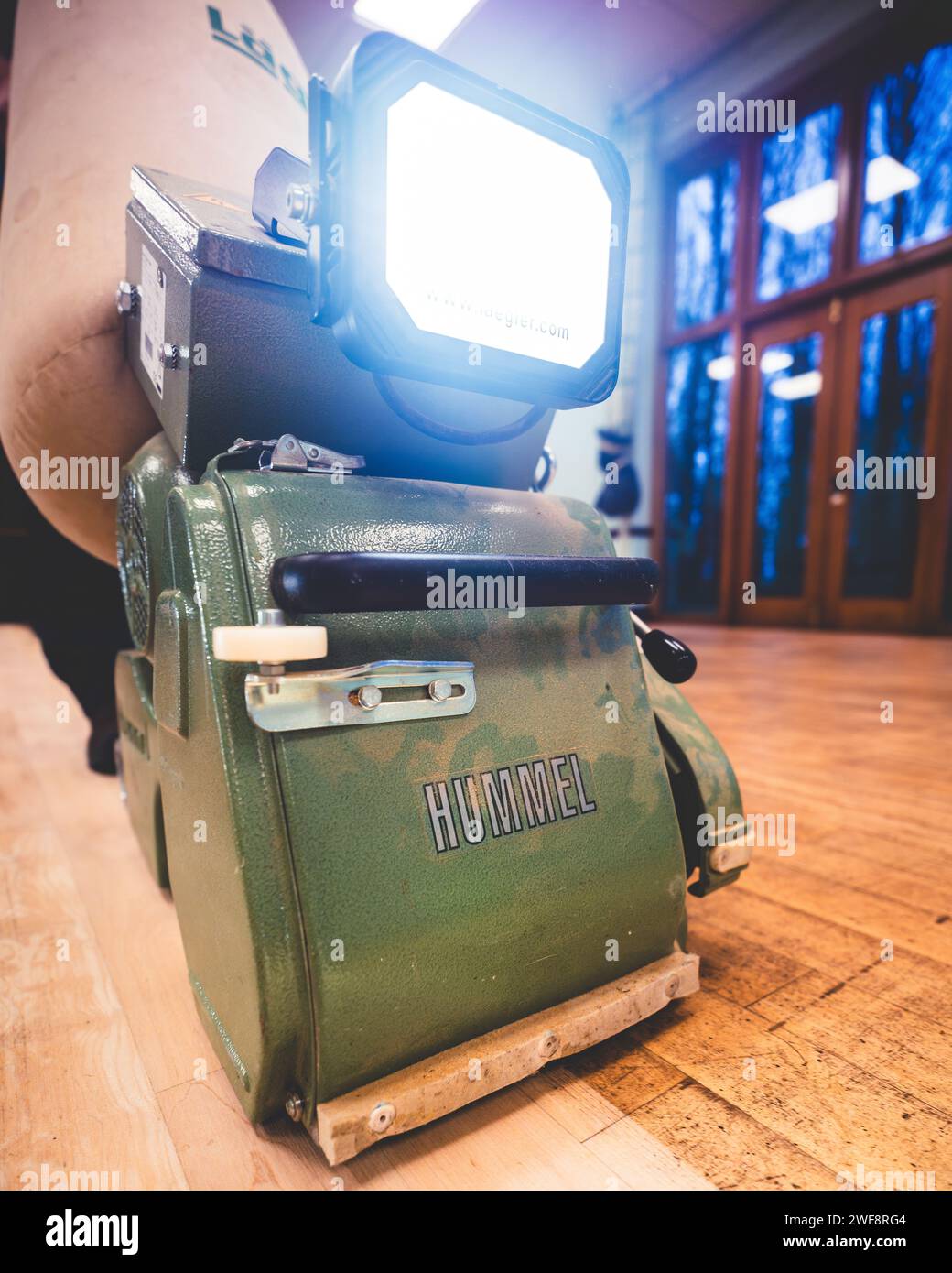 Vintage green and white film projector Stock Photo - Alamy