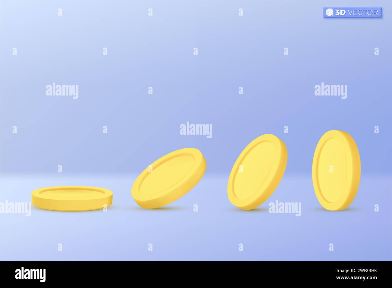 3d Gold Coin Icons Set symbol. Rotating Empty Golden Money Sign. Growth ...