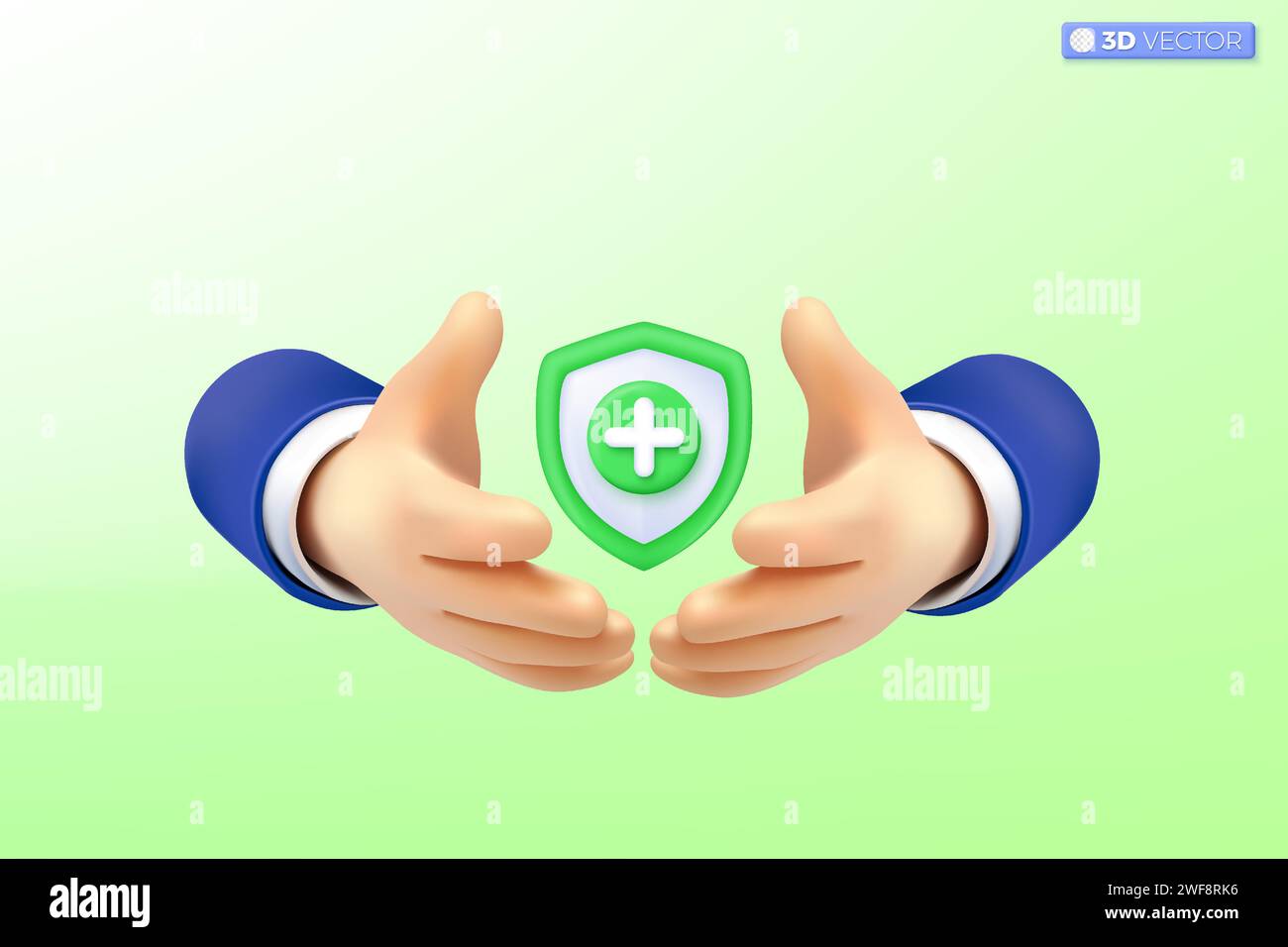 3d hand holding protect Medical guard icon symbol. immune, Health Cross ...
