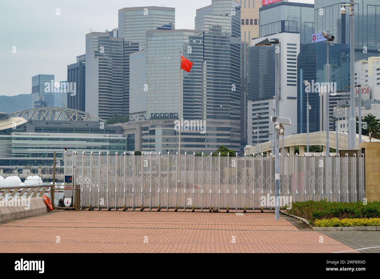 The chinese flag marks the pla harbourfront hi-res stock photography ...