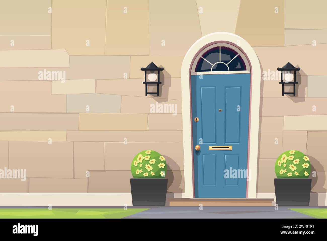 Beautiful blue door facade Stock Vector Images - Alamy