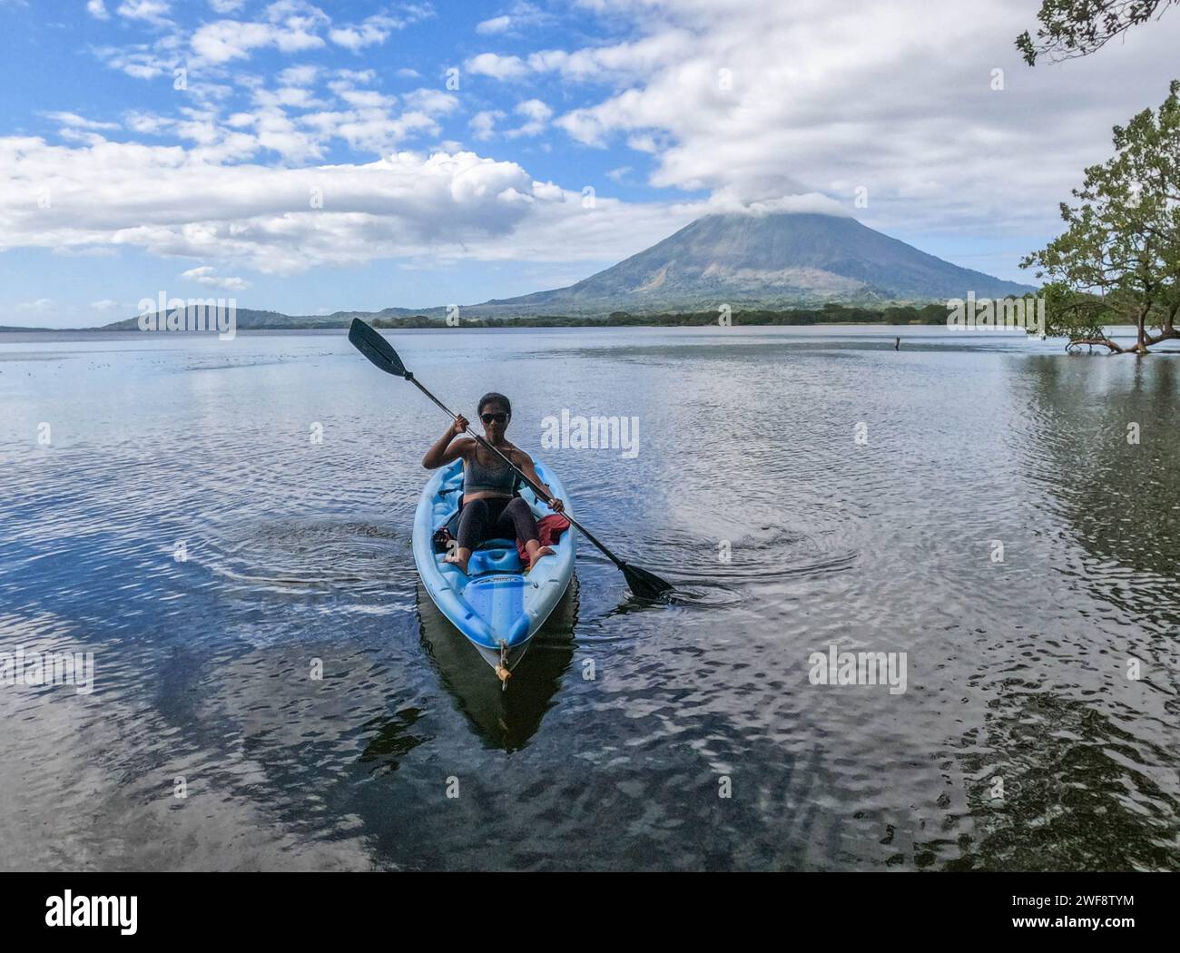 Kayaking under Concepcion Volcano on Lake Nicaragua, Ometepe Island ...
