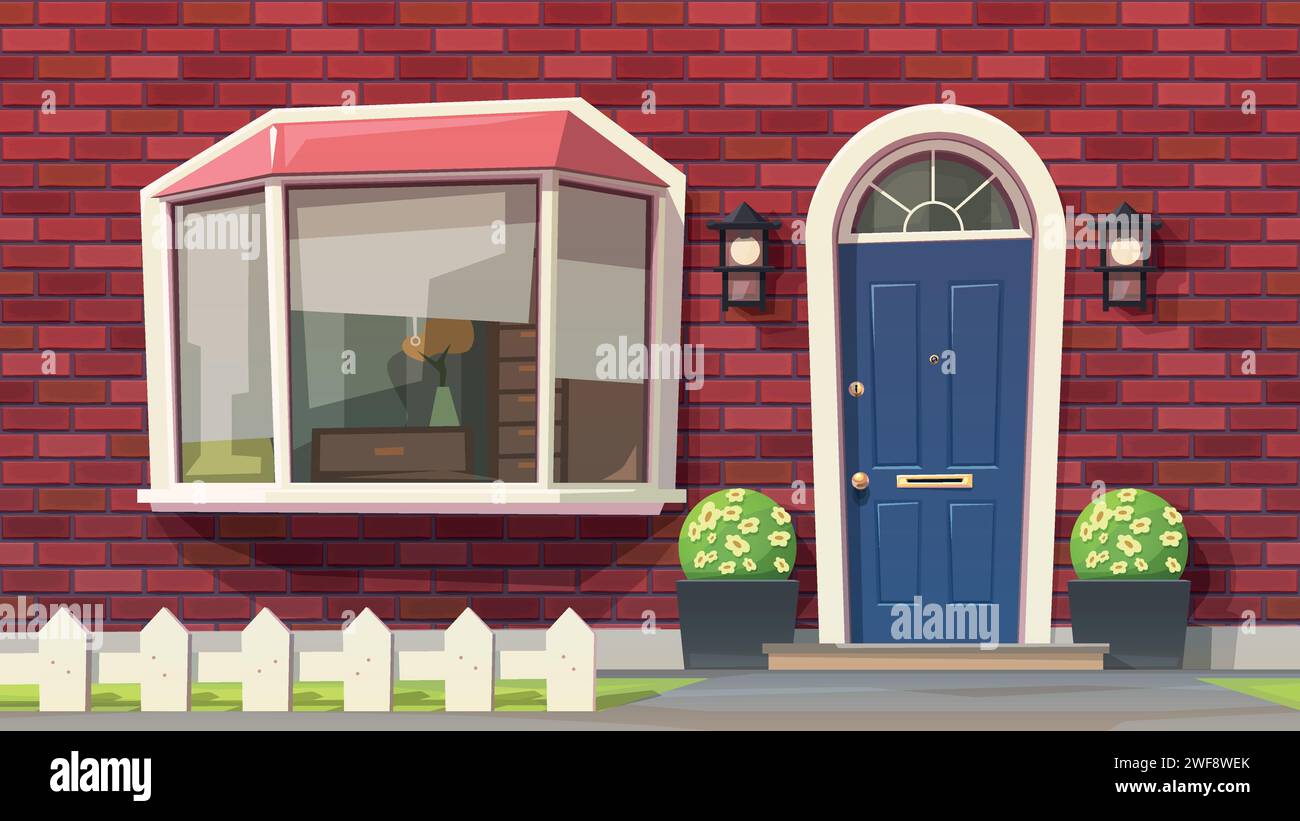 entry door with big window house facade Stock Vector Image & Art - Alamy