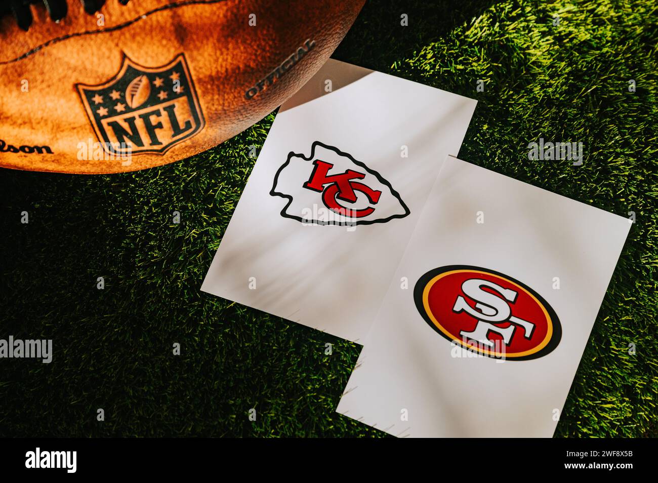 LAS VEGAS, NEVADA, USA, JANUARY 29, 2024: Super Bowl LVIII, the 58th Super Bowl, Kansas City ...