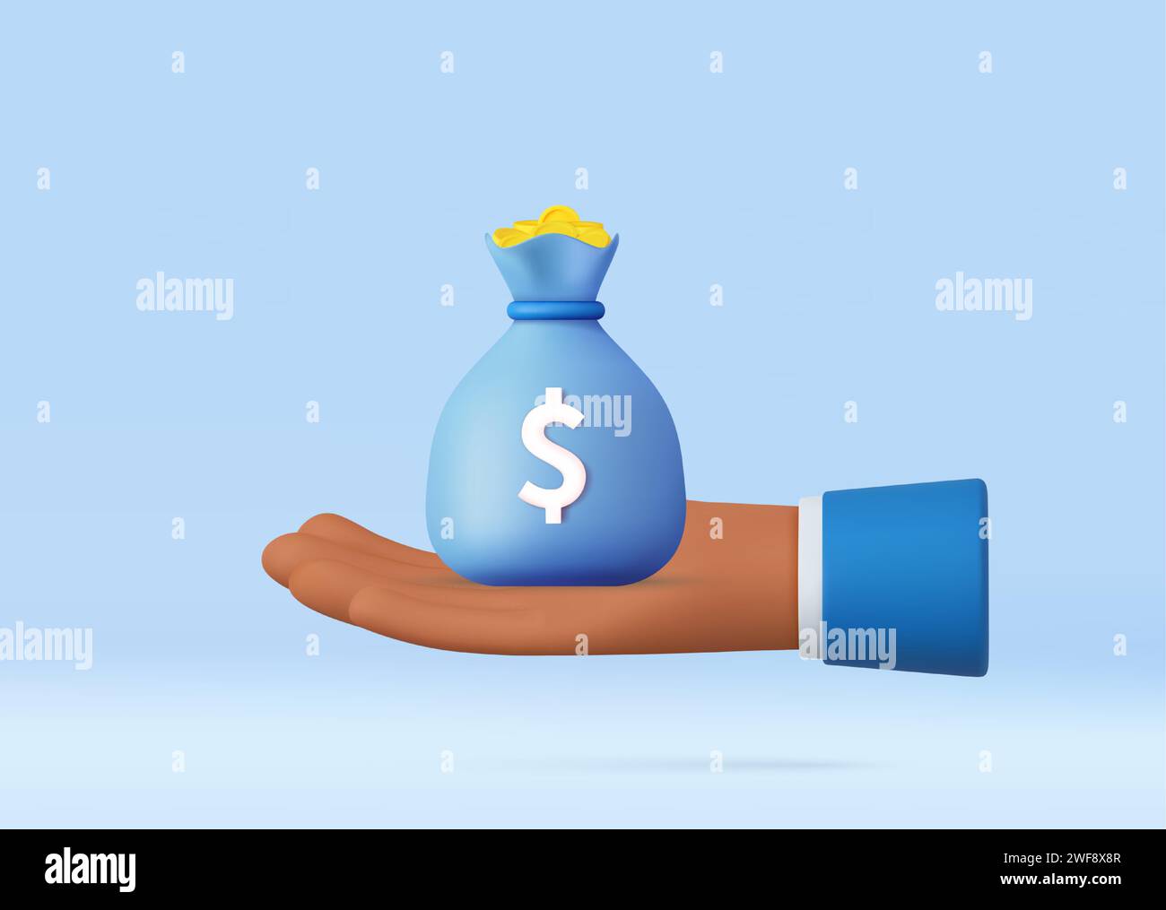 3D hand holding money bag Stock Vector Image & Art - Alamy