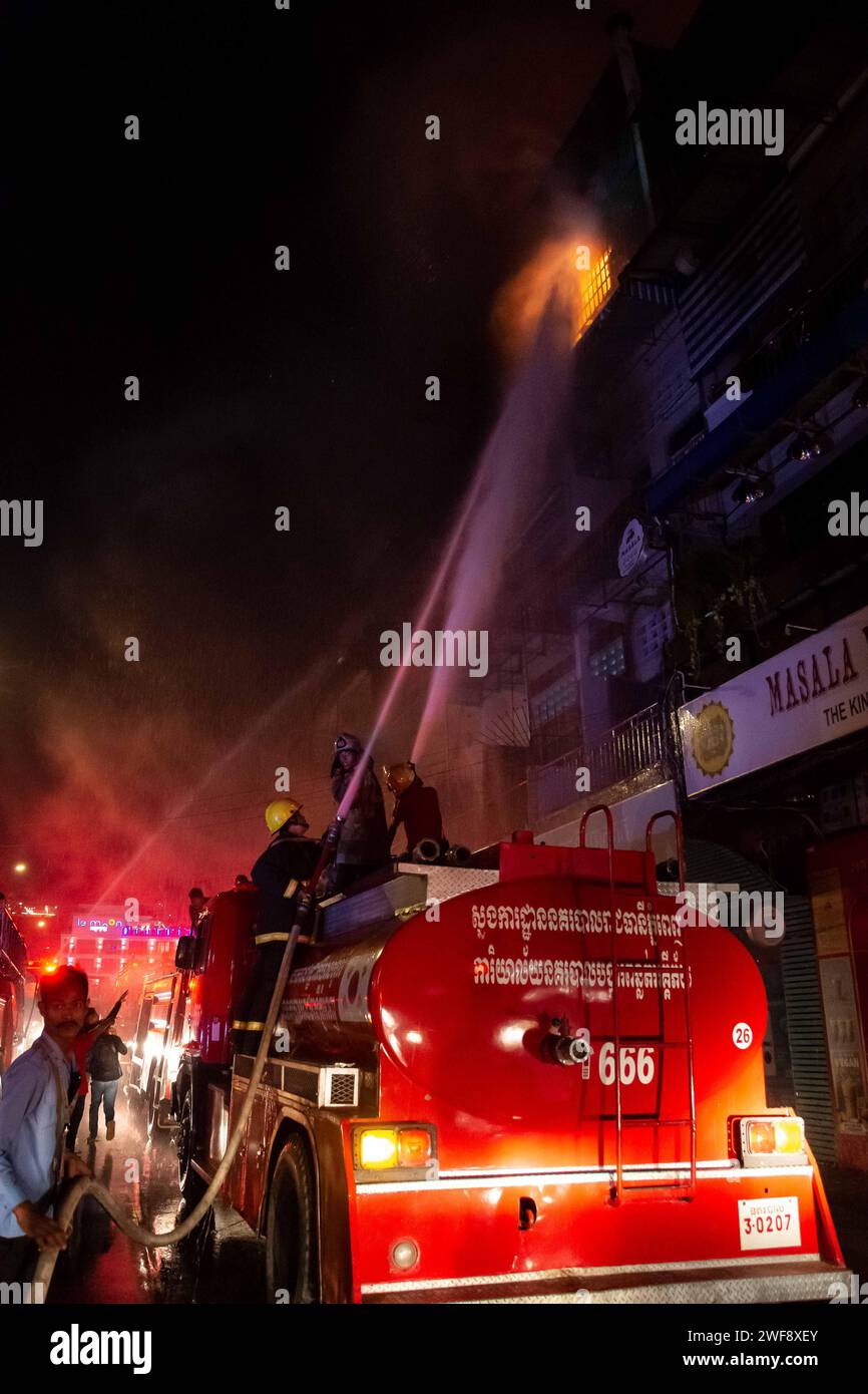 January 30, 2024, Phnom Penh, Phnom Penh, Cambodia: Firefighters ...