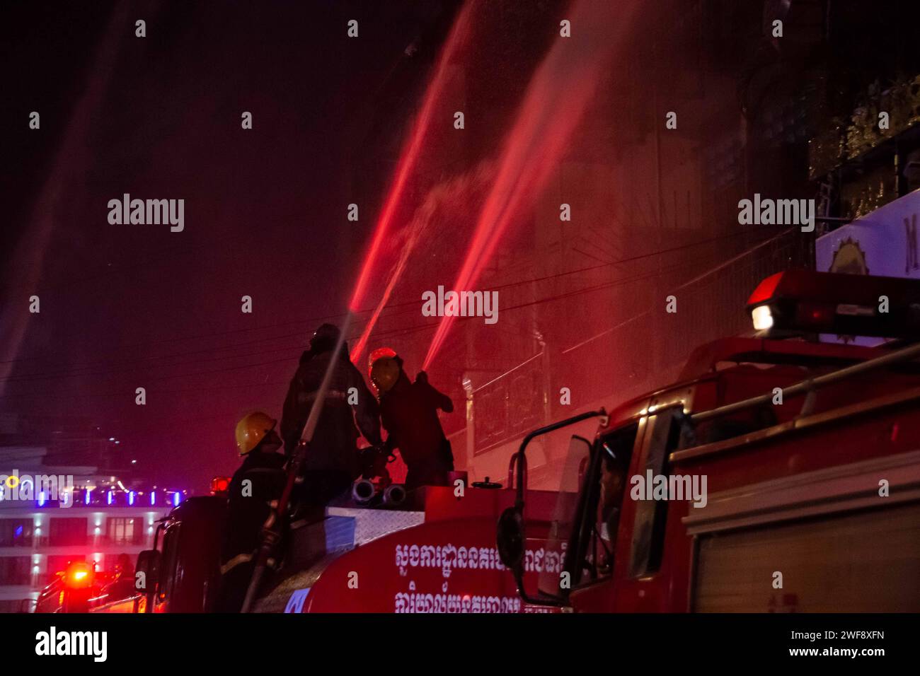 January 30, 2024, Phnom Penh, Phnom Penh, Cambodia: Firefighters ...