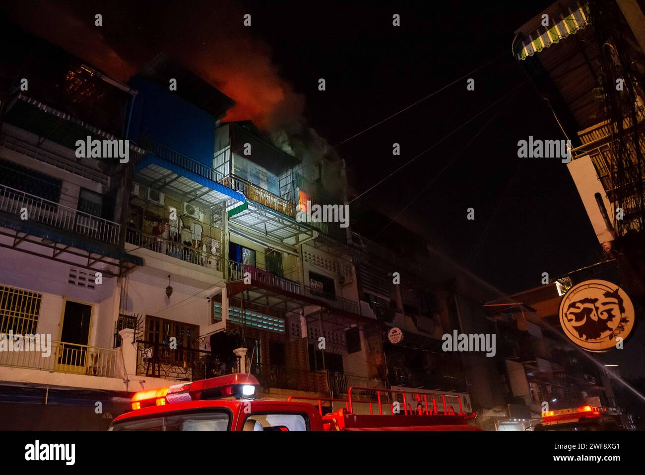 January 30, 2024, Phnom Penh, Phnom Penh, Cambodia: Firefighters ...