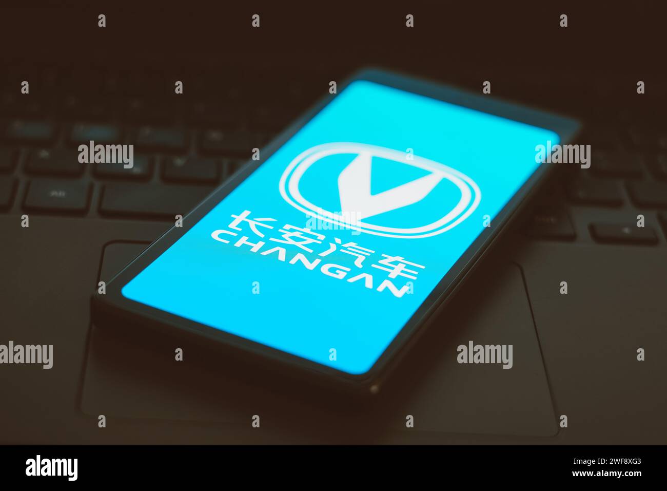 In this photo illustration, the Changan Automobile logo is displayed on ...