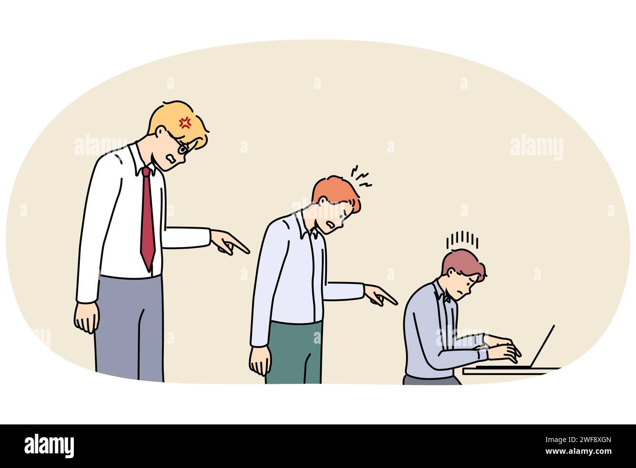 Manager scolding subordinate in office. Employer and boss lecturing ...