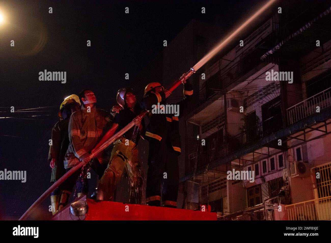 Phnom Penh, Phnom Penh, Cambodia. 30th Jan, 2024. Firefighters tackled ...