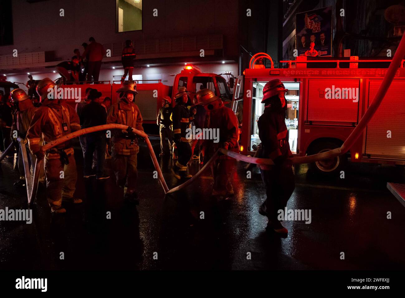 Phnom Penh, Phnom Penh, Cambodia. 30th Jan, 2024. Firefighters tackled ...