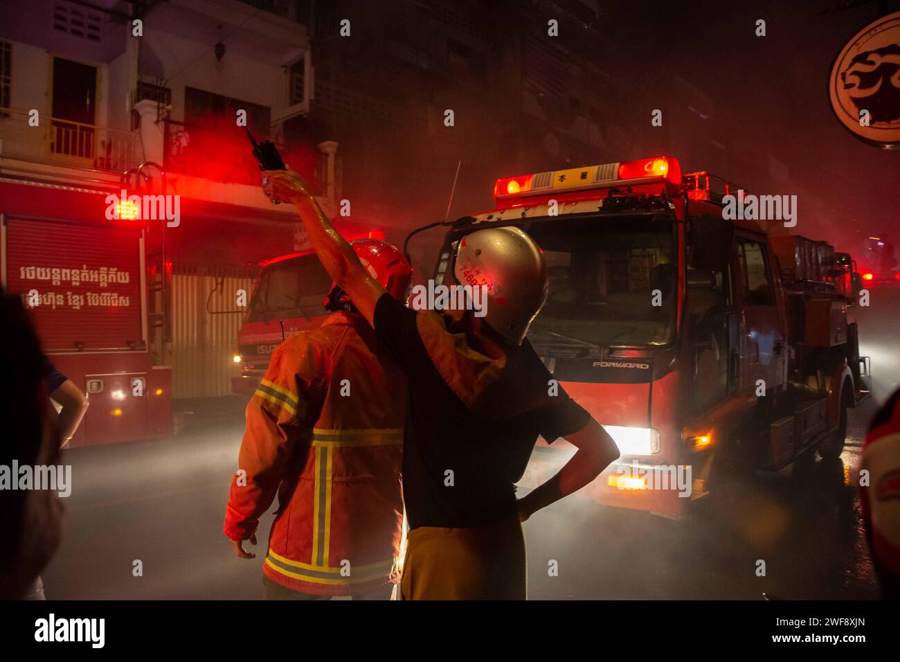 Phnom Penh, Phnom Penh, Cambodia. 30th Jan, 2024. Firefighters tackled ...