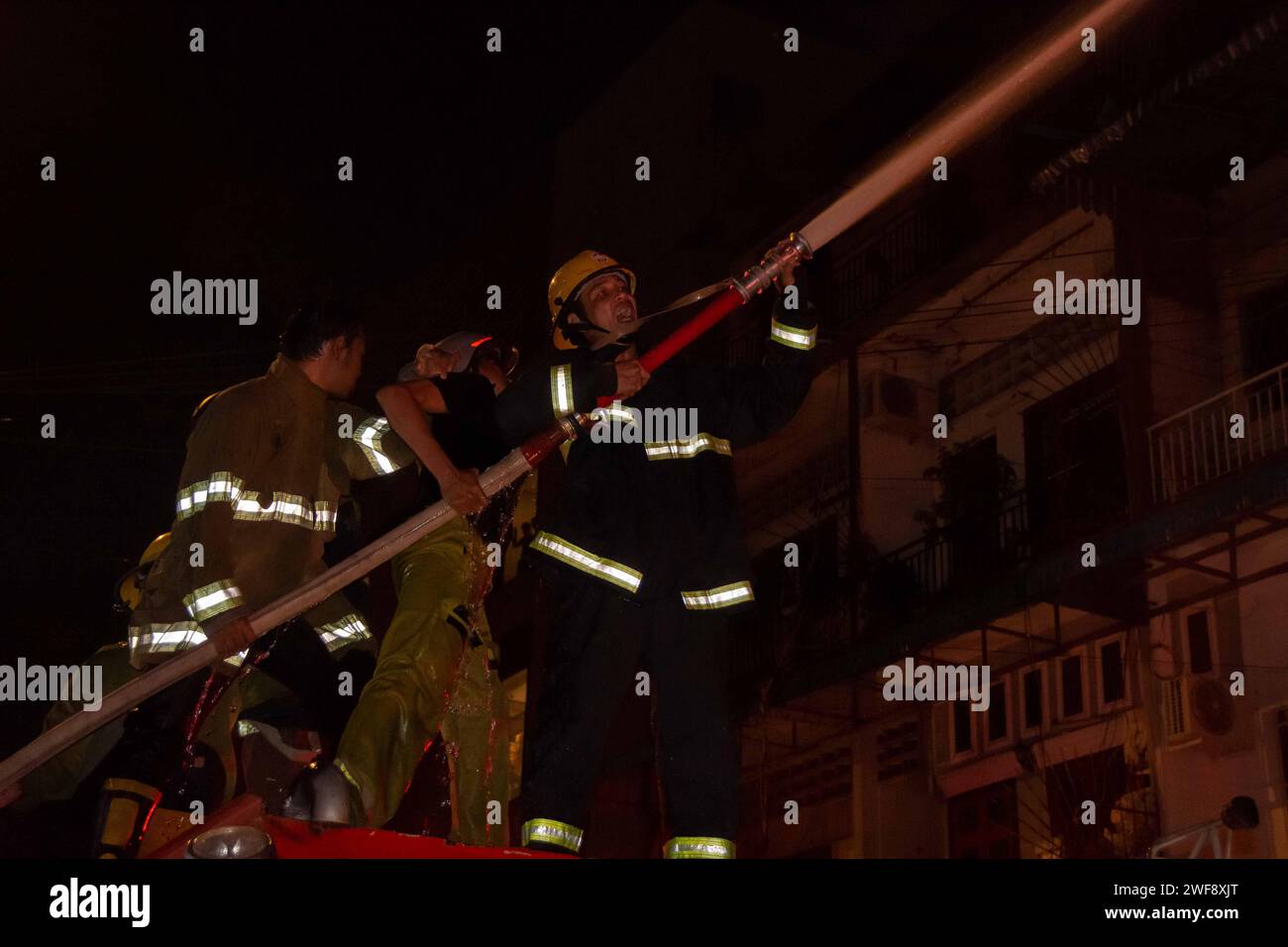 Phnom Penh, Phnom Penh, Cambodia. 30th Jan, 2024. Firefighters tackled ...