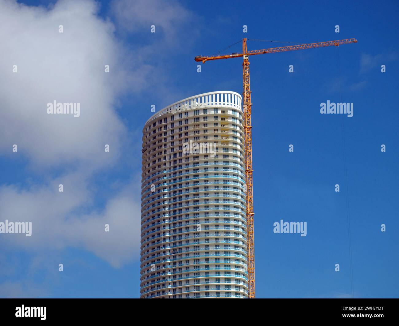 Miami, Florida, United States - January 27, 2024: High crane in a new ...