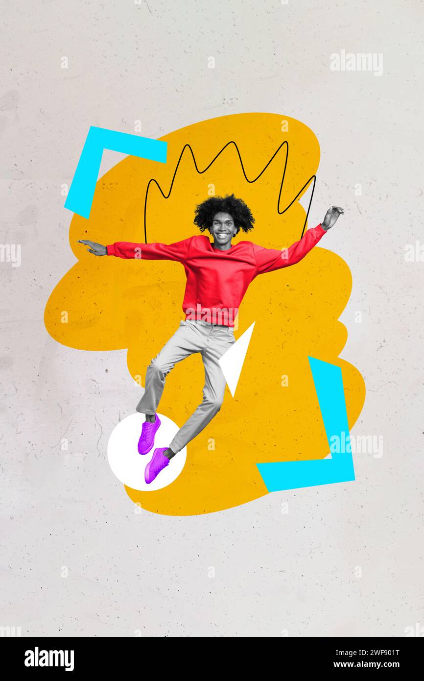 Cartoon comics sketch collage picture of funky excited guy having fun ...