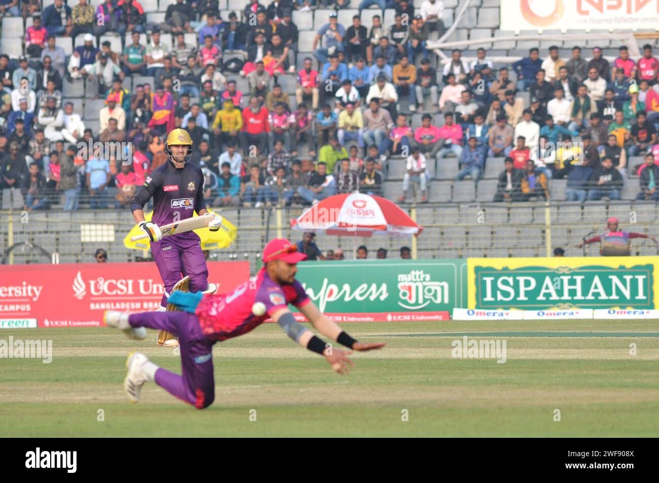 Sylhet, Bangladesh. 29th January 2024. New Zealand cricketer TOM BRUCE ...