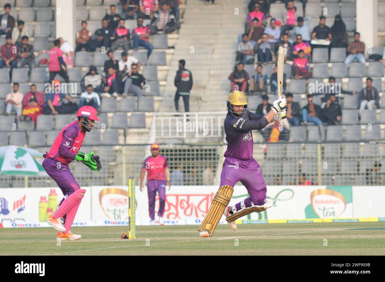 Sylhet, Bangladesh. 29th January 2024. New Zealand cricketer TOM BRUCE ...
